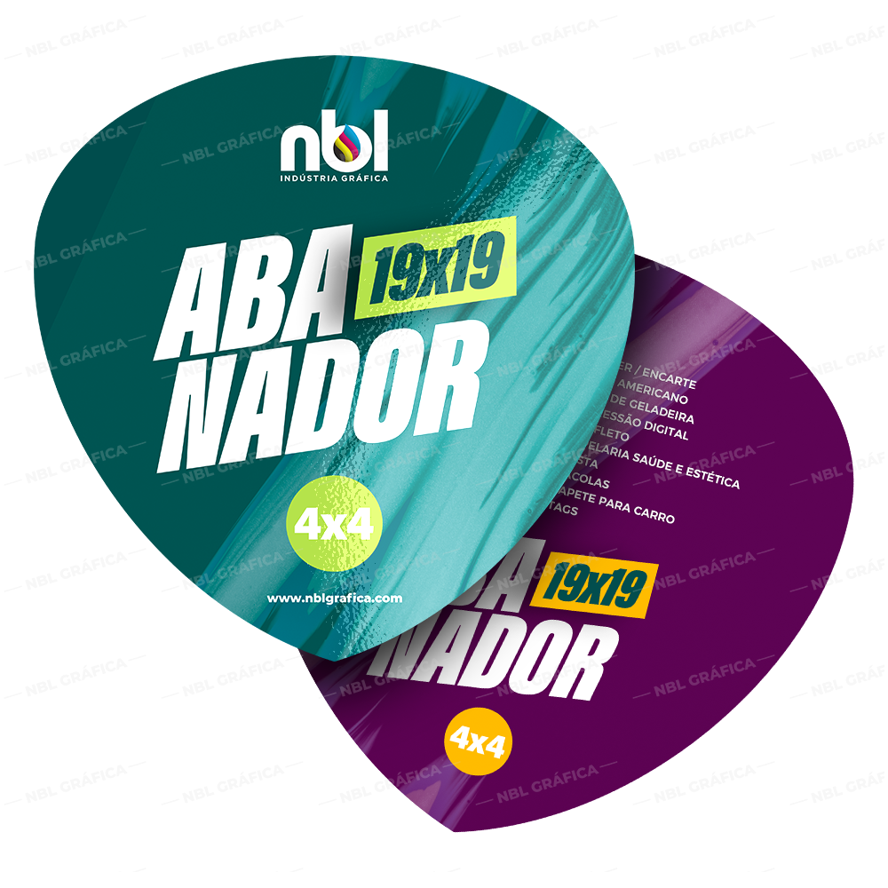 Abanador Modelo 01 19x19cm Triplex 250g (1 face do papel brilho e outra ...